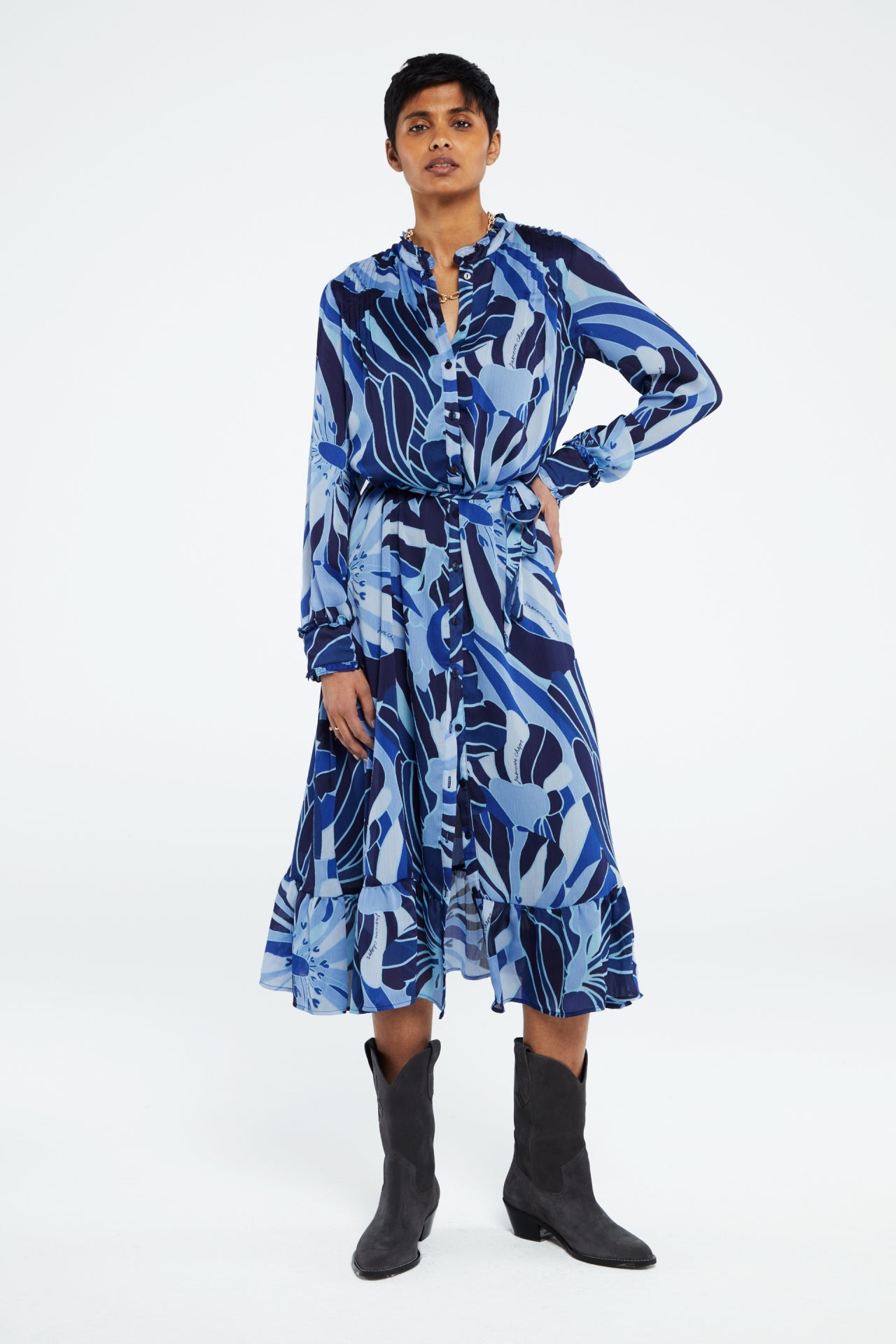 Marina Dress | Navy/Summer Blue – Fabienne Chapot